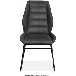 Esszimmerstuhl OMG DESIGN, B:51cm H:96cm T:64cmanthrazit, schwarz, anthrazit, Polyester, St&uuml;hle, "Albany", Esszimmerstuhl, pflegeleichter Bezug