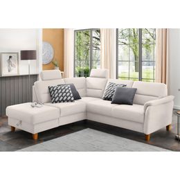 Ecksofa Home Affaire, B:236cm H:89cm T:212cm, beige, 100% Polyester;Struktur (100% Polyester);Luxus-Microfaser in Lederoptik (100% Polyester),