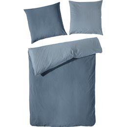 Wendebettw&auml;sche Primera, blau, Flanell, Obermaterial: 100% Baumwolle, Bettw&auml;sche, "Kate", mit Two-Tone-Optik, feines Grafik-Muster, ab Gr&ouml;&szlig;e 135x200