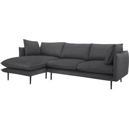 Ecksofa Home Affaire, B:255cm H:88cm T:103cm, grau, Struktur fein (100% Polyester);Filzoptik (100% Polester), Wohnzimmer, Sofas, "Somba L-Form", mit