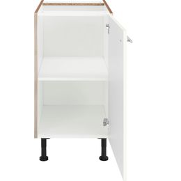Unterschrank Optifit, B:40cm H:87cm T:58,4cm, wei&szlig;, K&uuml;che, Schr&auml;nke, "Bern", 40 cm breit, mit 1 T&uuml;r mit h&ouml;henverstellbaren F&uuml;&szlig;en, mit Metallgriff