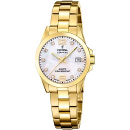 Festina Damen Quarzuhr, gold, Armbanduhren, Armbanduhr, Damenuhr, Swiss Made, Edelstahlarmband, analog, Tag