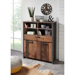 Highboard FORTE, B:106,7cm H:127,9cm, grau, Wohnzimmer, Sideboards, "Clif", Breite 106 cm