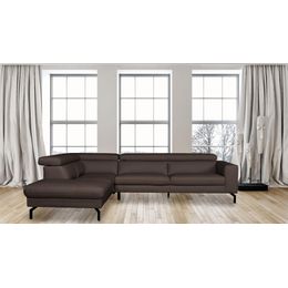Ecksofa Places of Style, B:305cm H:76cm T:233cm, braun, Bezug: Luxus-Mikrofaser (100%Polyester);Bezug: NaturLEDER, Wohnzimmer, Sofas, "Olanta, modern