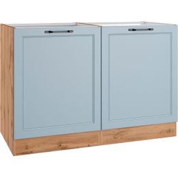 Sp&uuml;lenschrank KOCHSTATION, B:120cm H:82cm T:60cm, blau, Holzwerkstoff, MDF, K&uuml;che, Schr&auml;nke, "KS-Lana", Breite 120 cm
