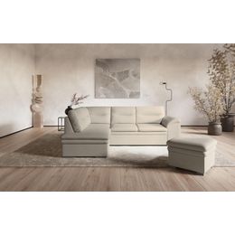 Ecksofa COTTA, B:250cm H:88cm T:90cm, beige, NaturLEDER: Bitte beachten Sie, dass Lederbezüge mehr Nähte aufweisen als Stoffbezüge.;Kunstleder
