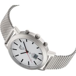 ETT Herren Funkuhr "Station Watch", silber, Armbanduhren, Armbanduhr, Herrenuhr, Datum, Solar, Edelstahlarmband