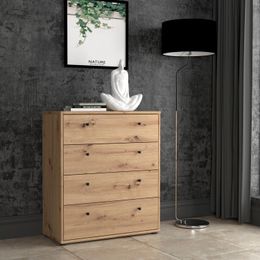 Kommode FORTE, B:73,7cm H:85,5cm T:34,8cm, braun, Dekorfolie, FSC-zertifizierter Holzwerkstoff, Flur, Sideboards, "Tempra", Breite 73,7 cm