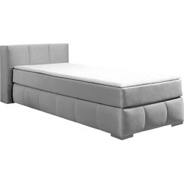 Boxspringbett Home Affaire, B:107cm L:225cm, silber, Samtoptik (100% Polyester);Bezug der Spiegelfläche Matratzendrell aus 100% Polyester;Struktur