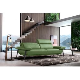 Egoitaliano 2,5-Sitzer "Anais, Designsofa mit erstklassigem Sitzkomfort, Fu&szlig;farbe schattengrau", B/H/T: 232cm x 74cm x 106cm, Leder CAREZZA, gr&uuml;n,