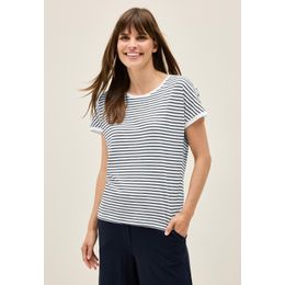 Cecil Damen T-Shirt, blau, Gr. XXL, gestreift, Web, 50% Baumwolle, 50% Modal, Shirts, im Streifendesign