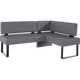 Eckbank Home Affaire, B:220cm H:89cm T:160cm, grau, Holzwerkstoff, Massivholz, Polyester, Esszimmer, Sitzbänke, "Oliver mit Metallgestell,
