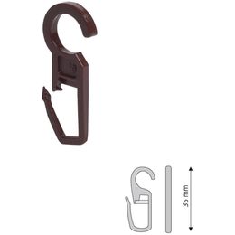 Faltenclip Liedeco, H:3,5cm &Oslash;:1cm, braun, Kunststoff, Gardinenbefestigungen, Faltenlegehaken, f&uuml;r Gardinenringe &Ouml;se 10 mm