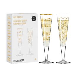 Ritzenhoff Champagnerglas "Champagnergl&auml;ser Goldnacht 205 ml 2er Set gold", 2 tlg., gold, Trinkgef&auml;&szlig;e