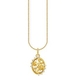 Thomas Sabo Damen Kette mit Anhänger "Kette mit Anhänger Roses Romance", 45, Silber 925 (Sterlingsilber), B: 8,5mm, gold, Silber 925