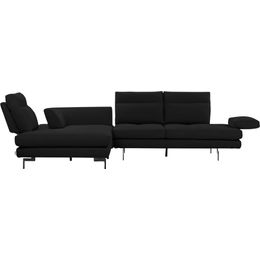 Ecksofa Calia italia, B:288cm H:90cm T:232cm, schwarz, Leder BULL (100% Leder), Wohnzimmer, Sofas, "Toby Wing, Komfortsofa mit Sitzkomfort der