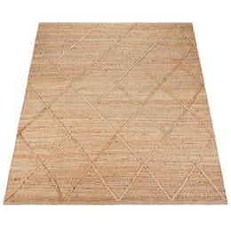 Teppich Paco Home, B:120cm H:13mm L:170cm, beige, Jute, Wohnzimmer, Teppiche, "Skive 685", handgeflochten, Rauten Muster, Naturfaser, auch als L&auml;ufer
