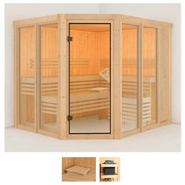 Karibu Sauna "Anike 3", ohne Ofen, (ohne Ofen), beige, Saunen, ohne Ofen