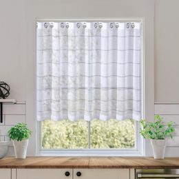 Scheibengardine GERSTER, B:140cm H:75cm, wei&szlig;, Polyester, K&uuml;che, Gardinen, "Naomi", Halbtransparente Scheibengardine "Naomi"
