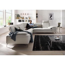 Ecksofa W.Schillig, B:318cm H:83cm T:298cm, weiß, Longlife Xtra-Leder Z73: Naturwalkleder der Luxusklasse aus den erlesensten Rohhäuten. Hautstärke