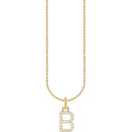 Thomas Sabo Damen Kette mit Anhänger "Buchstabe", 45, B, Silber 925 (recycelt), gold, Silber 925 (recycelt), Halsketten, mit Zirkonia (synth.)