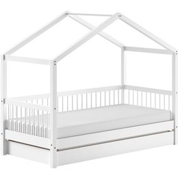 Hausbett Home Affaire, B:97,5cm H:170cm L:207,5cm, wei&szlig;, Betten, mit LF 90x200 cm, wahlweise mit o. ohne Bettschublade, Buche wei&szlig;