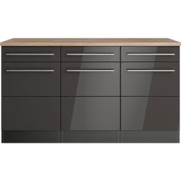 Unterschrank KOCHSTATION, B:150cm H:85cm T:60cm, grau, K&uuml;che, Schr&auml;nke, "KS-Wien", edel aussehende gestiftete Fronten