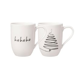 Villeroy & Boch VILLEROY & BOCH Becher "Kaffeebecher XMAS Statement 280 ml 2er Set weiß", weiß, Trinkgefäße