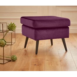 Polsterhocker Home Affaire, B:52cm H:49cm T:52cm, lila, Struktur Hahnentritt (67% Polypropylen, 33% Polyester);Samtoptik (100% Polyester);Fellimitat