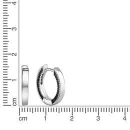 Celesta Damen Paar Creolen "Silber 925 rhodiniert mit 88 schwarzen Zirkonia-Steinen", one-size, Silber 925 (Sterlingsilber), silber, Silber 925