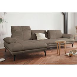 Ecksofa Andas, B:295cm H:83cm T:162cm, grau, Struktur weich (100% Polyester);Struktur grob (100% Polyester);100% NaturLEDER, Wohnzimmer, Sofas,