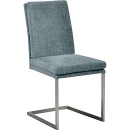 K+w Komfort & Wohnen Freischwinger, B:47cm H:96cm T:64cm, blau, K+W KOMFORT & WOHNEN, St&uuml;hle, stabiles Hochkantrohr, Untergestell in Edelstahloptik oder schwarz