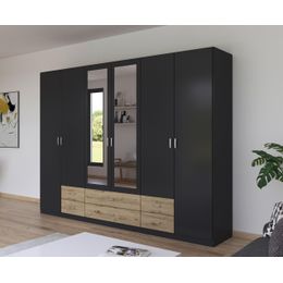 Kleiderschrank Rauch, B:271cm H:210cm T:54cm, grau, Holzwerkstoff, Schlafzimmer, Schr&auml;nke, "Schrank Garderobe W&auml;scheschrank GAMMA in 3 Breiten", viel