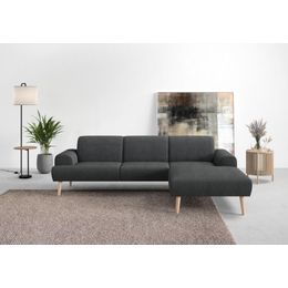 Ecksofa Andas, B:292cm H:83cm T:176cm, grau, 100% Polyester, Wohnzimmer, Sofas, "Swift Scandic Design, Federkern für hohen Sitzkomfort, L-Form",
