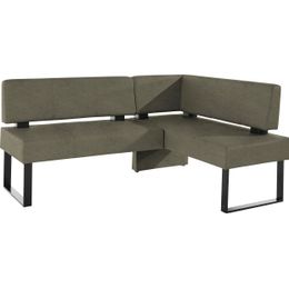 Eckbank Home Affaire, B:200cm H:89cm T:160cm, grün, Holzwerkstoff, Massivholz, Polyester, Esszimmer, Sitzbänke, "Oliver mit Metallgestell,