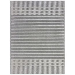 Teppich FLAIR RUGS, B:80cm H:8mm L:160cm, grau, Polyester, Polypropylen, Wohnzimmer, Teppiche, "Elton Hoch-Tief Effekt", Chenille Optik, kurzflor,