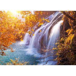 papermoon Fototapete "Autumn Waterfall", B/L: 5m x 2,8m, Bahnen: 10 Stk., bunt, Tapeten