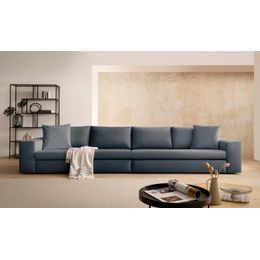 4-Sitzer Home Affaire, B:400cm H:72cm T:113cm, grau, Sofas, "SLEETLAND XXL in Samtvelours oder Vintage-Leder-Optik", besonders groß und bequem