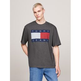 Tommy Jeans Herren T-Shirt "TJM RLX MELANGE FLAG TEE", grau, Gr. XL, meliert, Single Jersey, Obermaterial: 100% Baumwolle, Shirts, mit grpßem