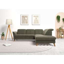 Sit & More Ecksofa SIT & MORE, B:250cm H:91cm T:220cm, gr&uuml;n, 100% Polyester, Wohnzimmer, Sofas, "Romero L-Form", wahlweise mit oder ohne TV-Funktion,