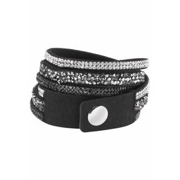 Firetti Damen Armband "Wickelarmband", 38,5cm, Metall Polyurethan, schwarz, Metall, Polyurethan, Armb&auml;nder, mit Glasstein