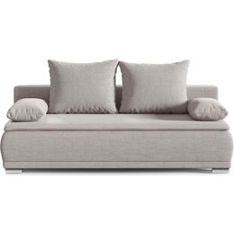 Schlafsofa WERK2, B:206cm H:88cm T:91cm, grau, 100% Polyester, Jugendzimmer, Sofas, "Biggi komfortabel & elegant, Schlaffunktion, Bettkasten, Breite