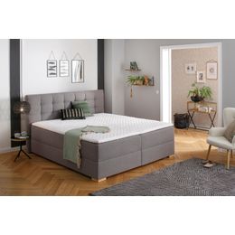 Boxbett Home Affaire, B:194cm L:230cm, grau, Komplettbetten, "Olivet mit Bettkasten", in 4 Farben, 4 Breiten, 2 Matratzenarten, auch in Überlänge 220