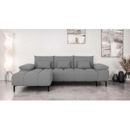 Ecksofa Home Affaire, B:277cm H:91cm T:141cm, grau, 100% Polyester, Wohnzimmer, Sofas, "DROMARA Schlafsofa mit Bettkasten, Maße: B/T/H 277/141/91