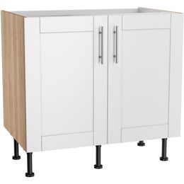 Sp&uuml;lenschrank KOCHSTATION, B:90cm H:87cm T:58,4cm, braun, K&uuml;che, Schr&auml;nke, "KS-Ahus", Breite 90 cm