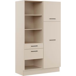 Mehrzweckschrank-Set IMPULS K&Uuml;CHEN, B:120cm H:206,2cm T:60cm, grau, Dekorfolie, Holzwerkstoff, Kastenm&ouml;bel-Sets, "Warschau", Vielf&auml;ltige Varianten