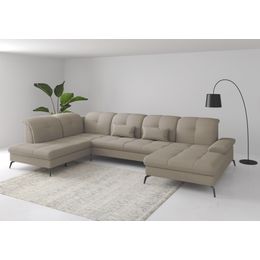 Sit & More Wohnlandschaft SIT & MORE, B:357cm H:90cm T:231cm, grau, 95% Polyester, 5% Polyamid, Sofas, "Amica, U-Form, inkl. Sitztiefenverstellung und