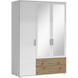 Dreht&uuml;renschrank Schlafkontor, B:125cm H:190cm T:51cm, wei&szlig;, Melamin, Schr&auml;nke, "Ivar Kleiderschrank mit Spiegel", inklusive 2 Spiegelt&uuml;ren und 2