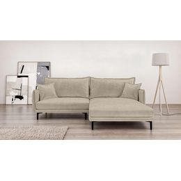 Ecksofa Home Affaire, B:246cm H:86cm T:190cm, beige, 100% Polyester, Wohnzimmer, Sofas, "ALEXANDRIA mit Recamiere rechts oder links bestellbar,