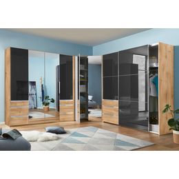 Kleiderschrank wimex, B:200cm H:216cm T:58cm, grau, Schlafzimmer, Schr&auml;nke, "Level by fresh to go", mit Glas-und Spiegelt&uuml;ren